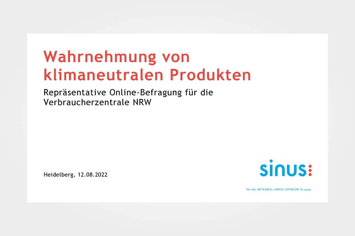 Wahrnehmung klimaneutraler Produkte | SINUS-Institut